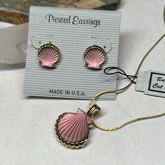 Vintage | Jewelry | Bavarian Cut Glass Shell Pendant Necklace And ...